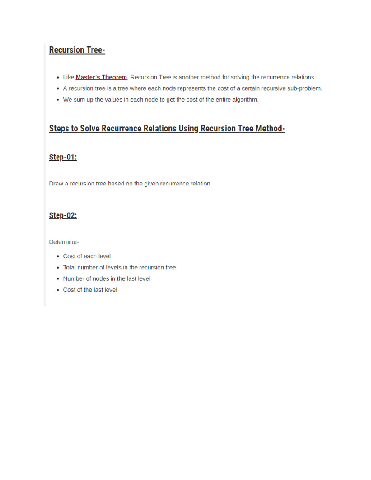 DAA recurence tree notes - Problem-02: Solve the following recurrence ...