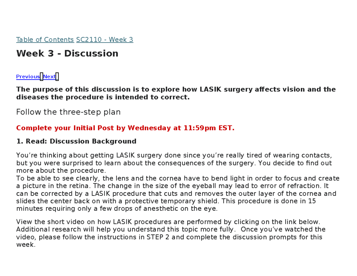 WEEK 3 SC2110 ALL WORK - ALL WORK - Table of Contents SC2110 - Week 3 ...