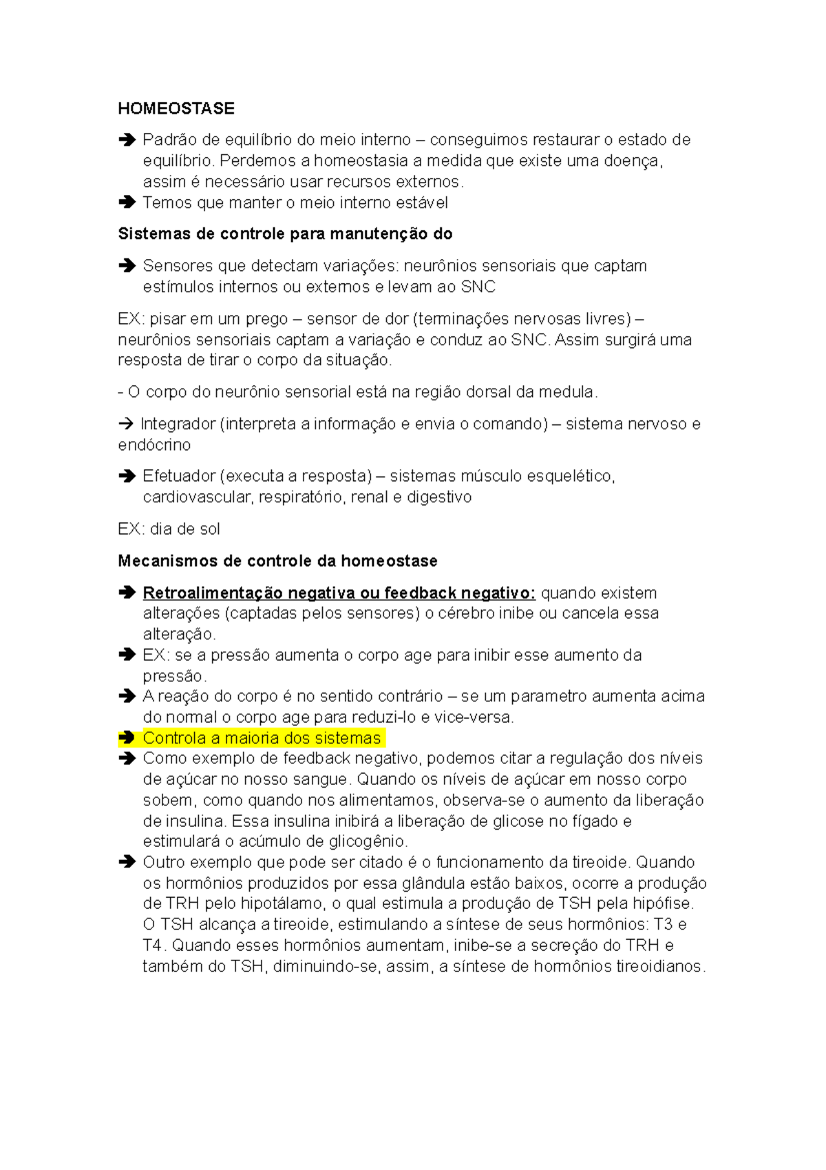 Homeostase - HOMEOSTASE Padrão de equilíbrio do meio interno ...