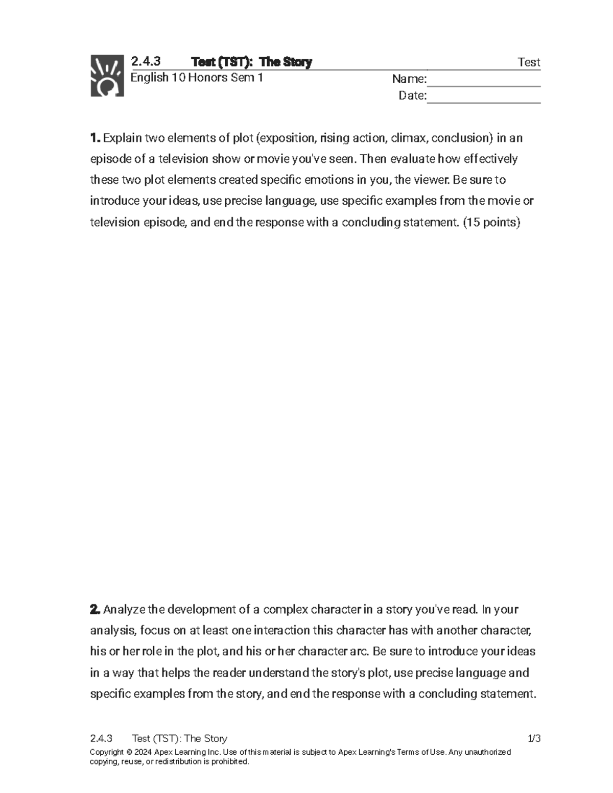 2.4.3 Test (TST) - The Story (Test) - Test (TST): The Story 1 ...