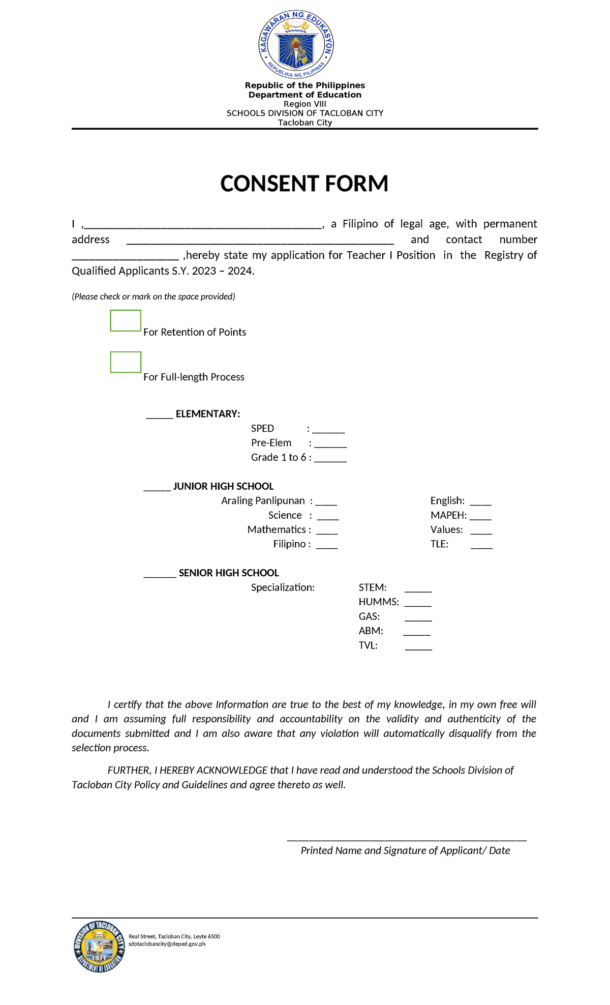 Consent-Letter - Consent letter - Republic of the Philippines ...