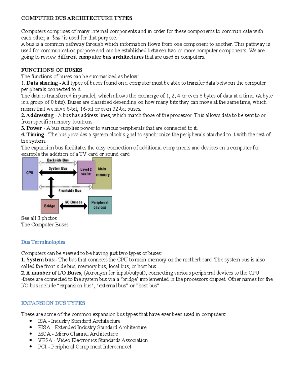 Computer BUS Architecture Types - COMPUTER BUS ARCHITECTURE TYPES ...