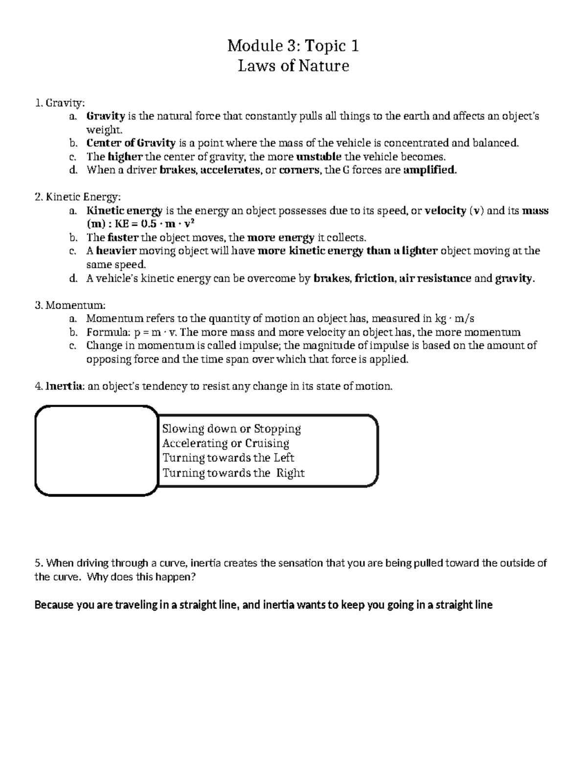 Module 3 workbook teacher answers - Module 3: Topic 1 Laws of Nature 1 ...
