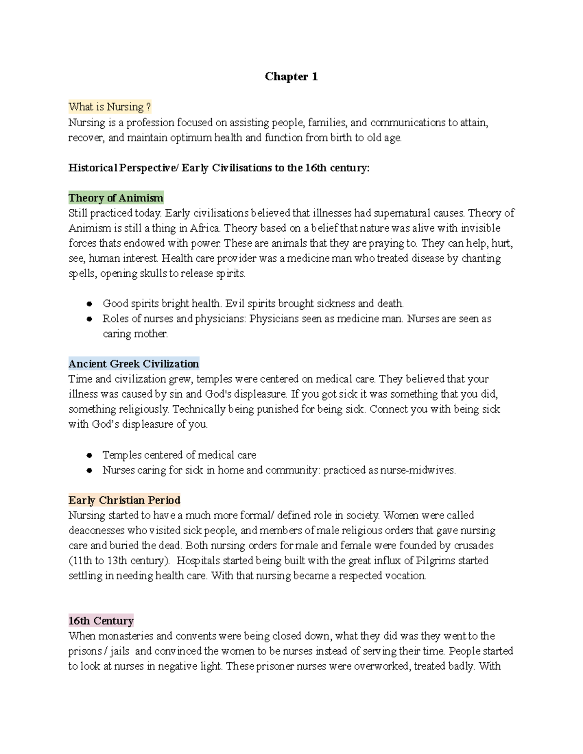 Introduction to Nursing - Chapter 1 What is Nursing? Nursing is a ...