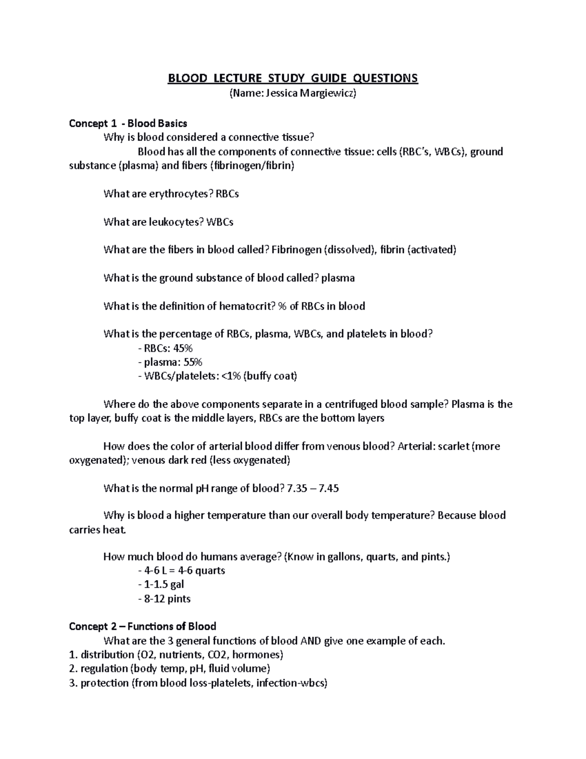 2017 Blood Lecture Study Guide Questions - BLOOD LECTURE STUDY GUIDE ...