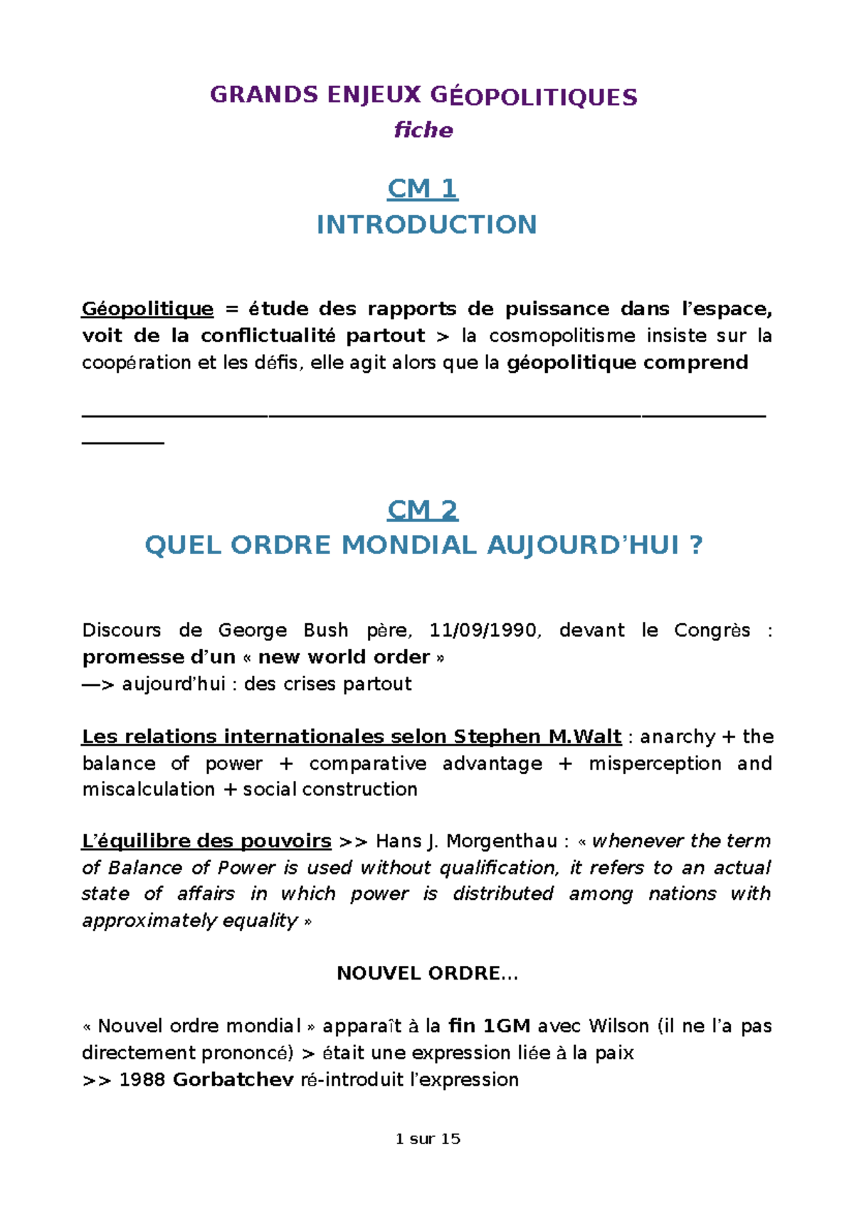 GRAND ENJEUXGEOPOLITIQUES FICHE 1 - GRANDS ENJEUX GÉOPOLITIQUES fiche ...