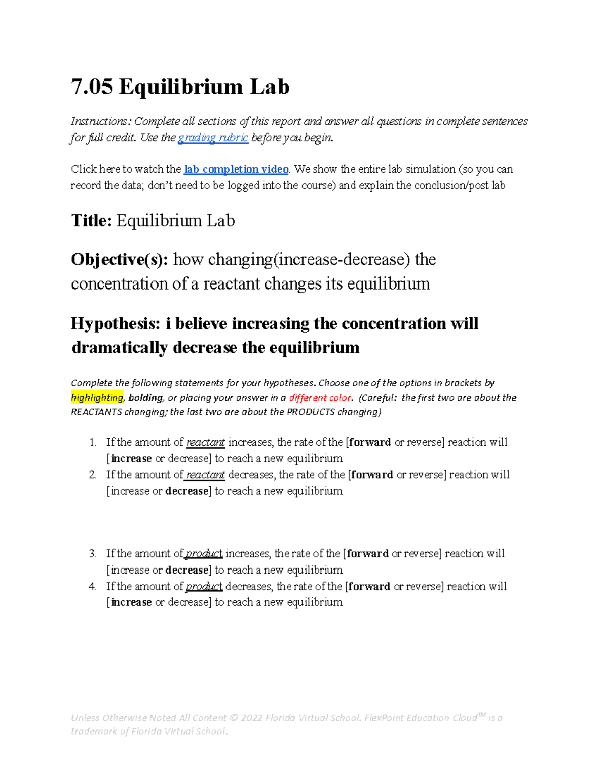 Copy of 7.05 Equilibrium Template - 7 Equilibrium Lab Instructions ...