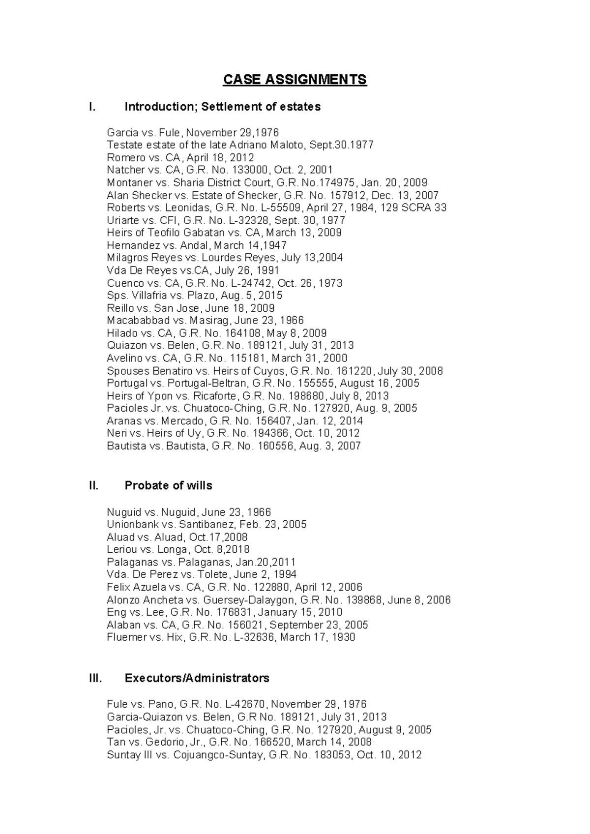 SPEC PRO CASE Assignments 2024 - CASE ASSIGNMENTS XIV. Appeals in ...