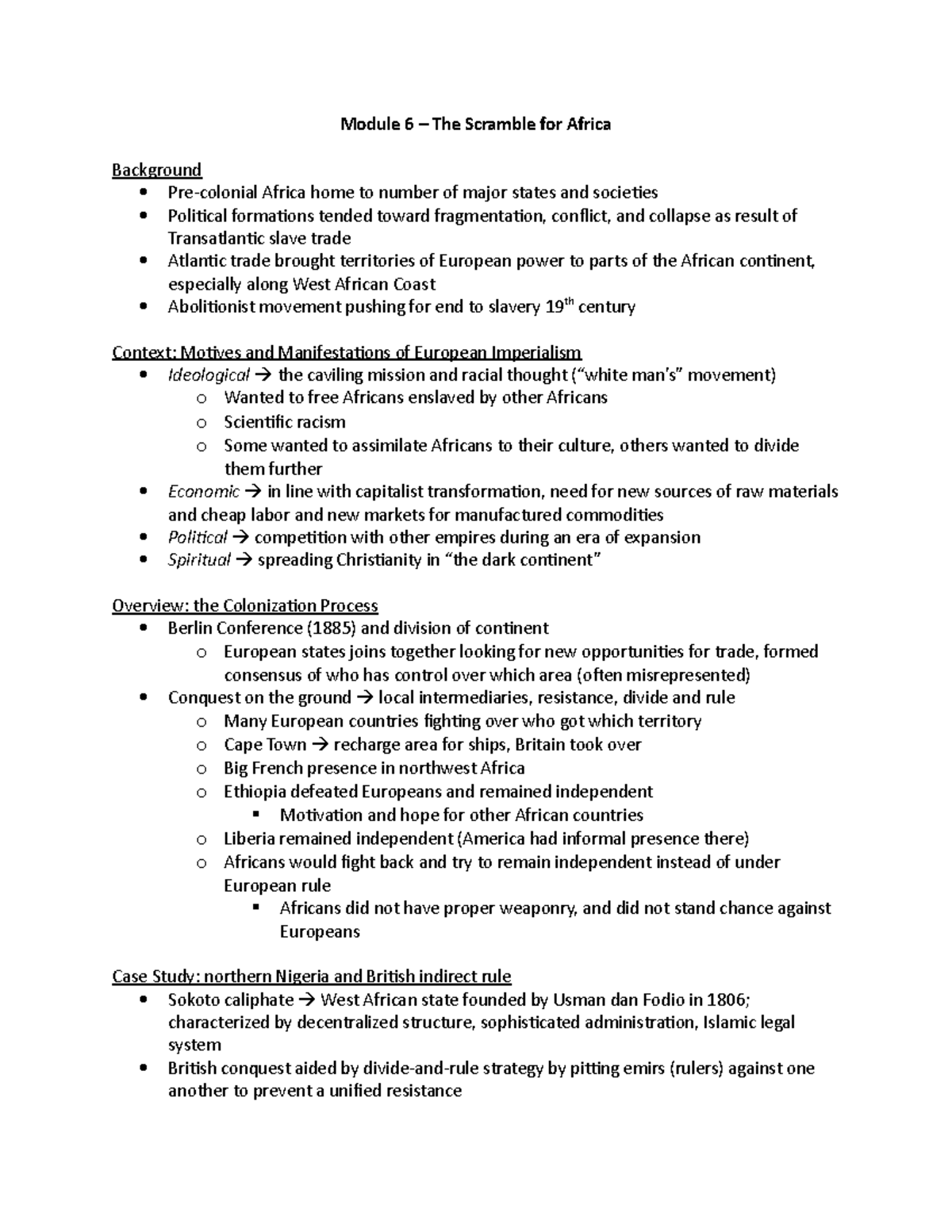 Module 6 – The Scramble for Africa - Module 6 – The Scramble for Africa ...