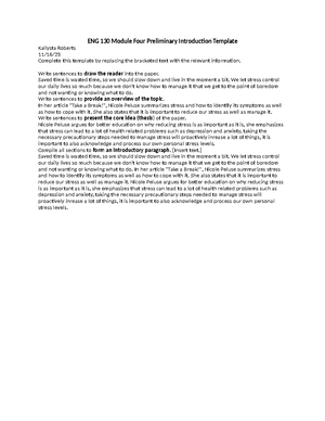 ENG 130 Module Four Preliminary Introduction Template - Write sentences ...