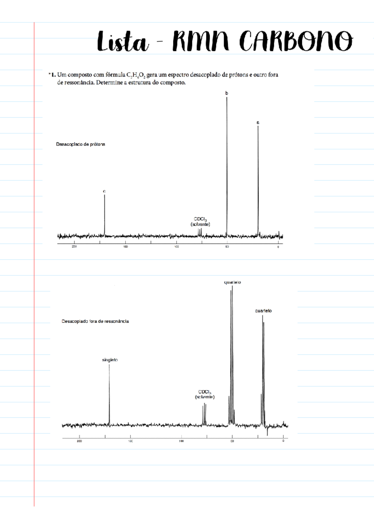 Lista rmn micco carbono - Lista RMN CARBONO Um composto com fórmula C,H O2 gera um espectro ...