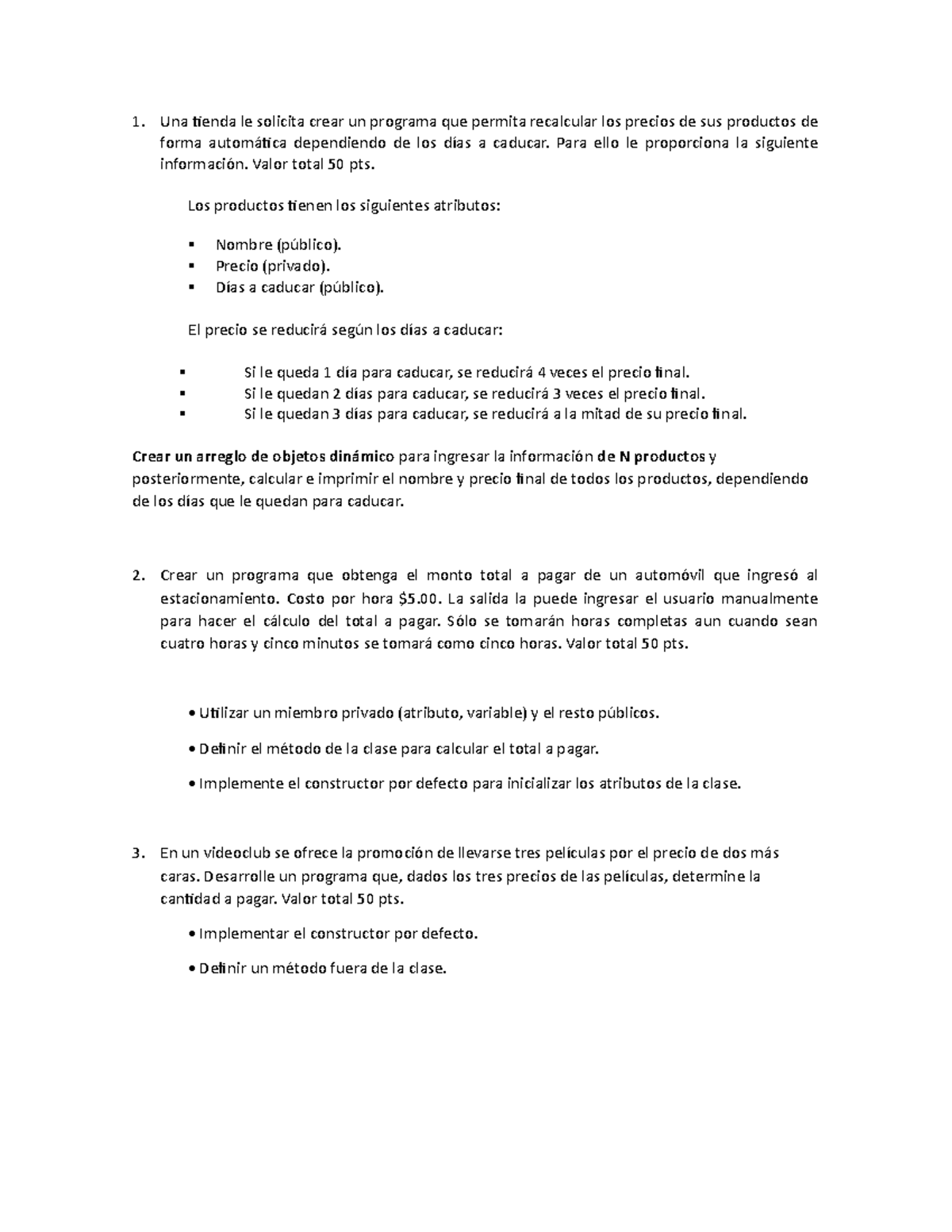 Examen 7 de septiembre - aaa eeee iii ooo uuu - Una tienda le solicita ...