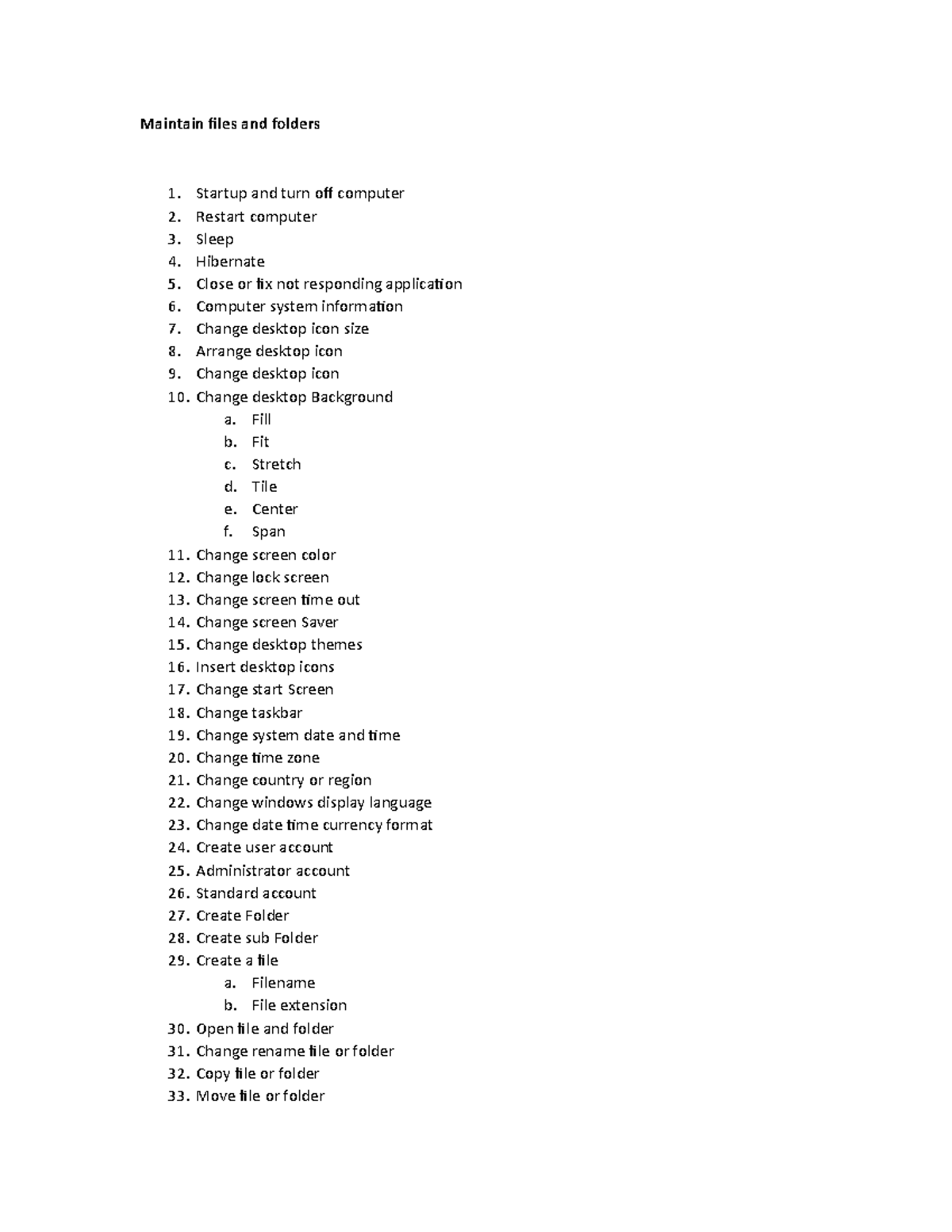 Maintain files and folders - Maintain files and folders Startup and ...