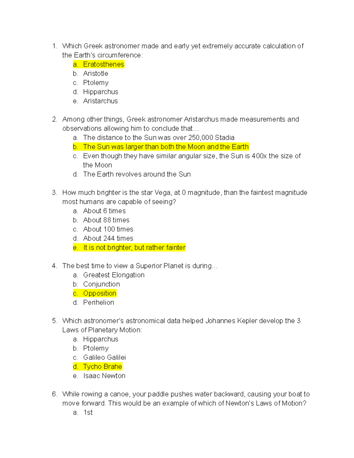 Ast. Week 2 Study Guide - Which Greek astronomer made and early yet ...