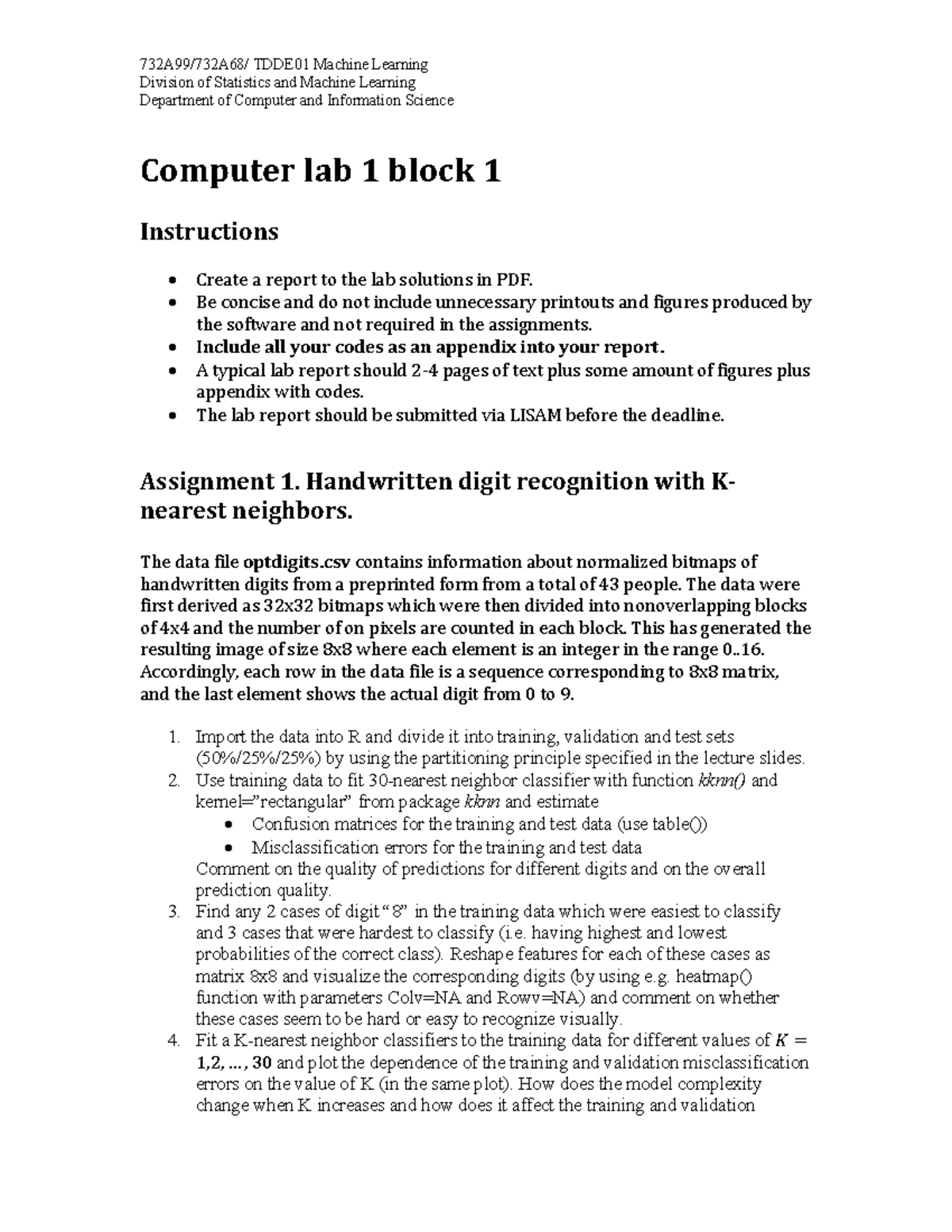 Computer lab 1 block 1-1 - Division of Statistics and Machine Learning ...