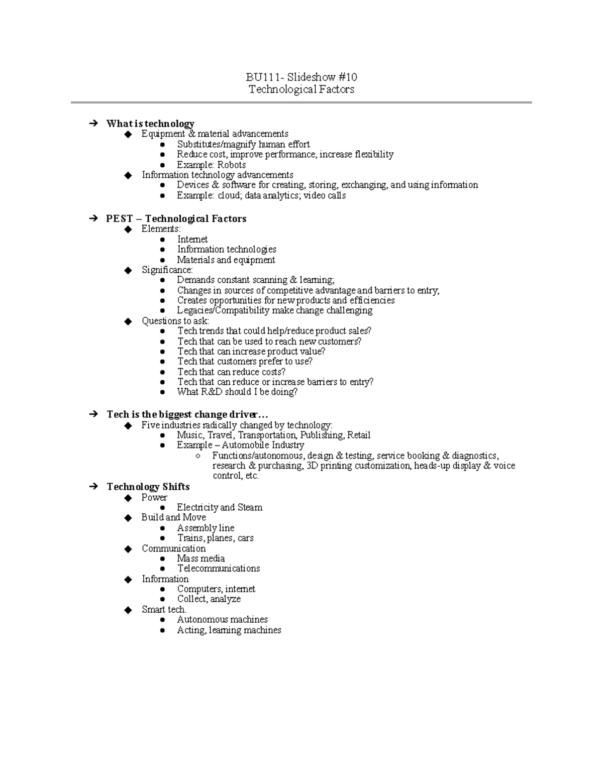 BU111 Technological Factors - BU111- Slideshow Technological Factors ...