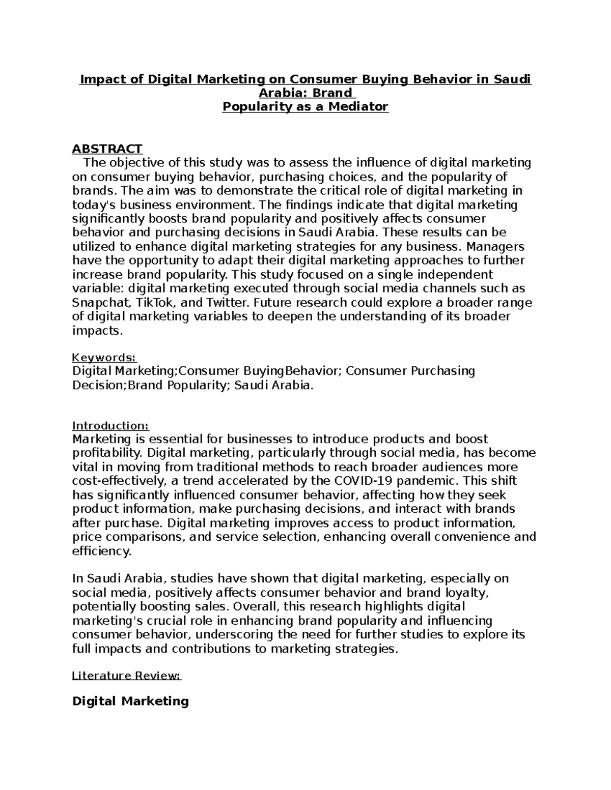 Impact of Digital Marketing on Consumer Buying Behavior in Saudi Arabia ...