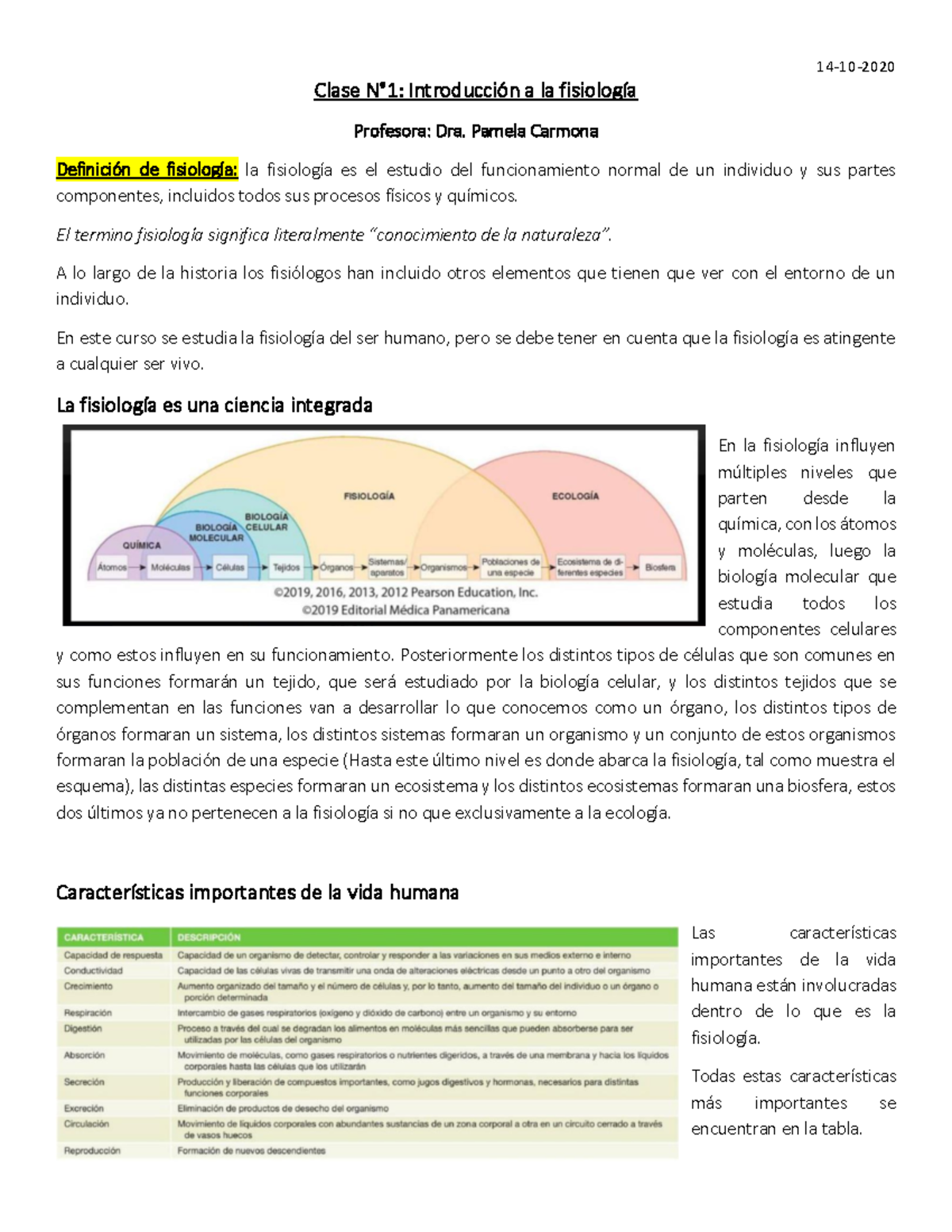 Introducción a fisiología - Warning: TT: undefined function: 32 Clase N°1: Introducción a la ...