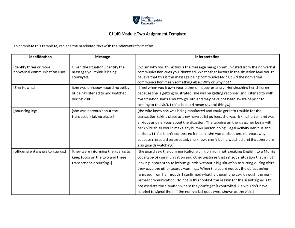CJ 140 Module Two Assignment Template. - Identification Identify three ...