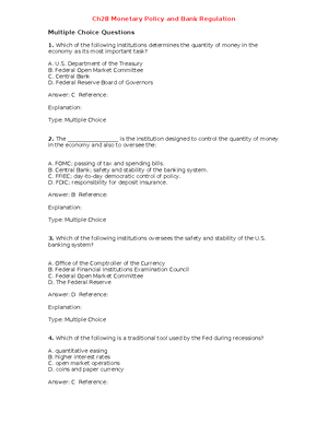 CH 27 Money and Banking - ECON 1101 Chapter 27 - Ch27 Money and Banking ...