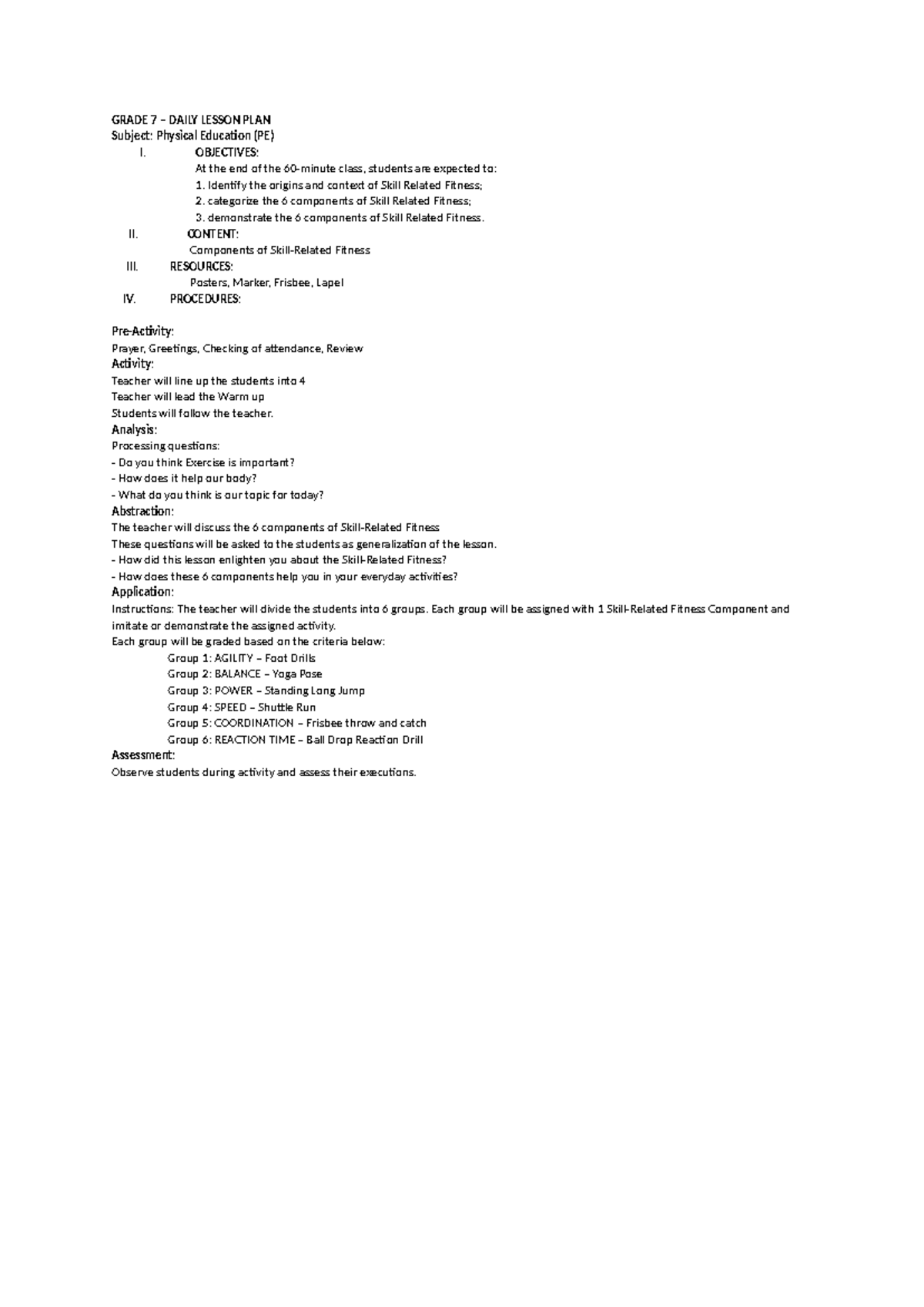 Grade 7 Daily Lesson LOG - GRADE 7 – DAILY LESSON PLAN Subject ...