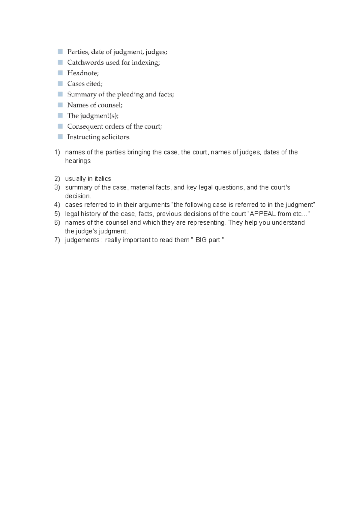 How to read a case - names of the parties bringing the case, the court ...