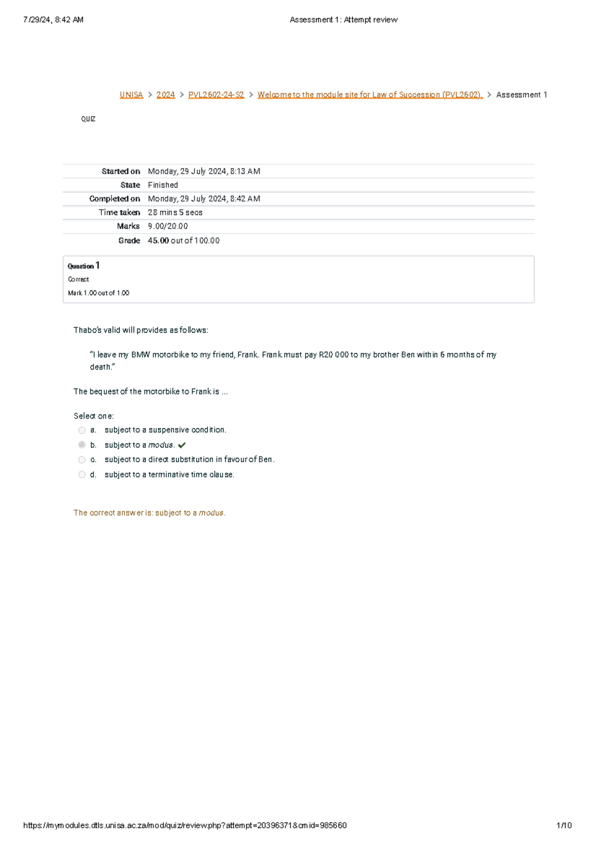 Assessment 1 Attempt review - UNISA 2024 PVL2602-24-S2 Welcome to the ...