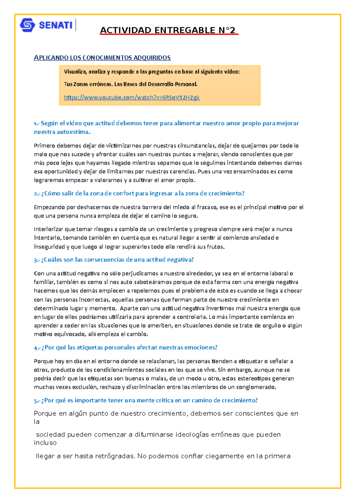 Entregable N2 Desarrollo Personal - ACTIVIDAD ENTREGABLE N° APLICANDO ...