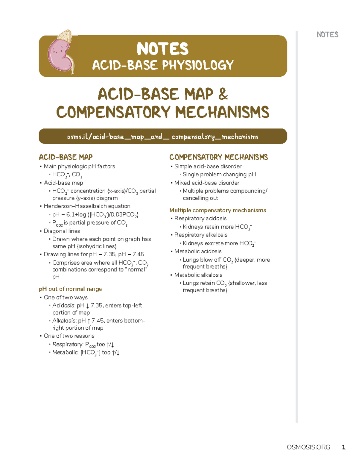 Acid-base physiology - renal system course - ####### NOTES ####### ACID ...