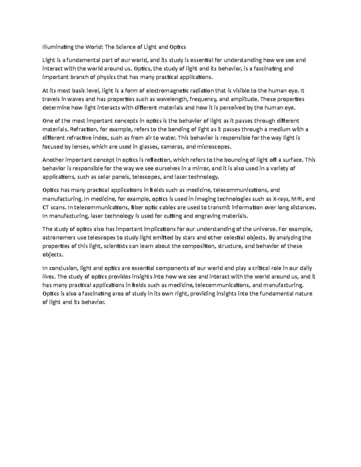 Illuminating the World - The Science of Light and Optics - Illuminating ...