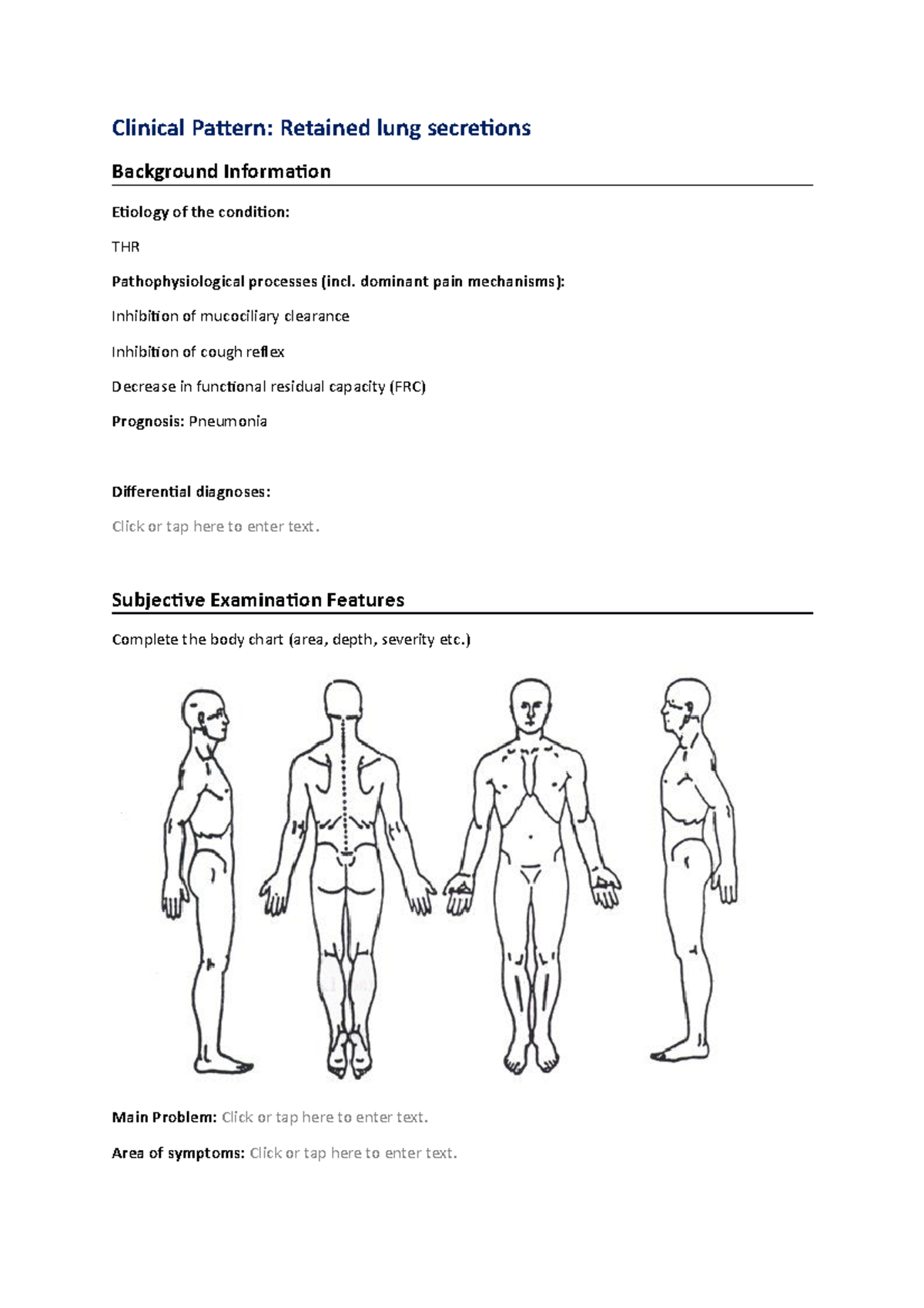 Clinical Pattern Template - Retained lung secretions - Clinical Pattern ...