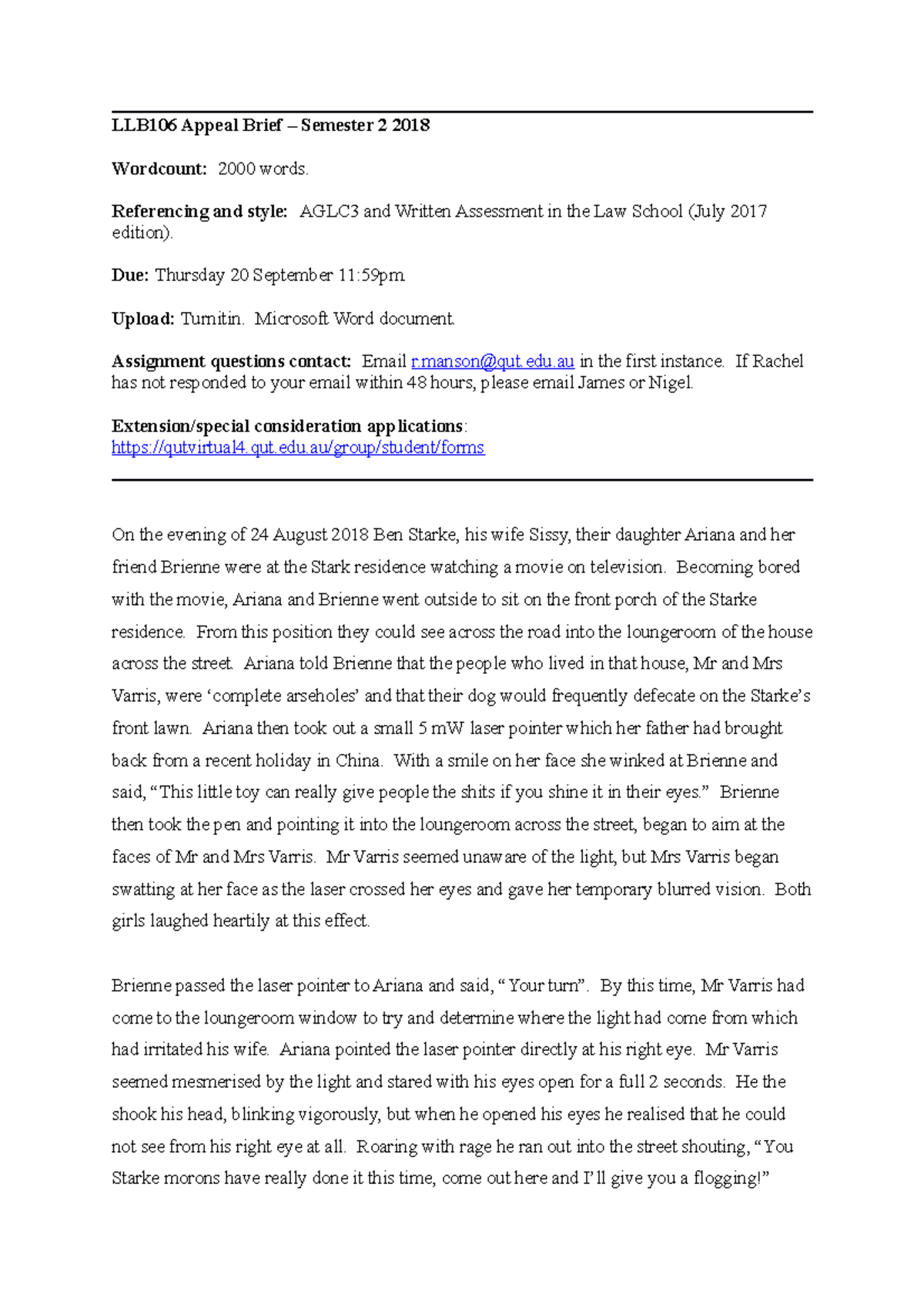 Past Example - 2018 Appeal Brief Question - LLB106 Appeal Brief ...