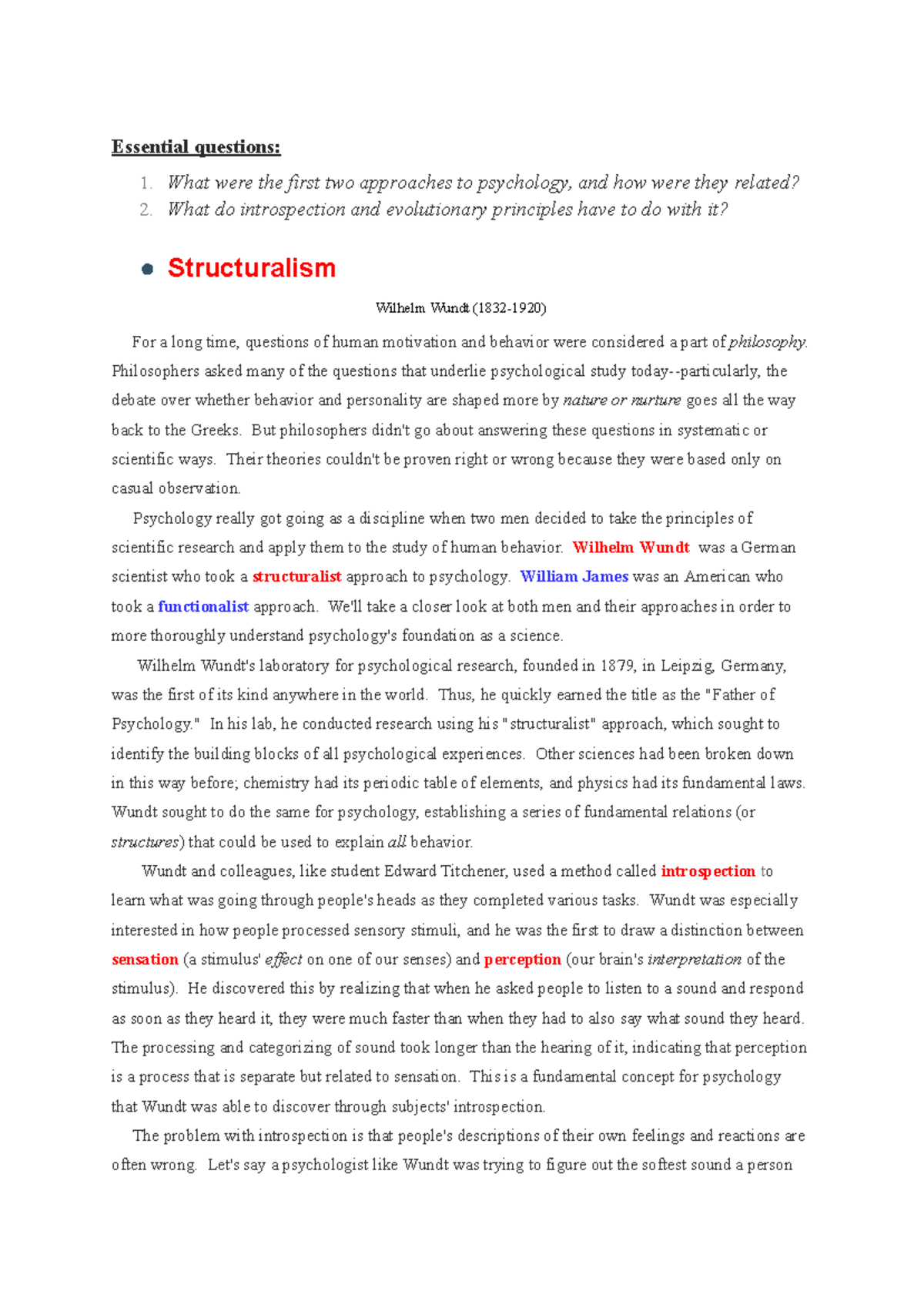 Structuralism - Essential questions: 1. What were the first two ...