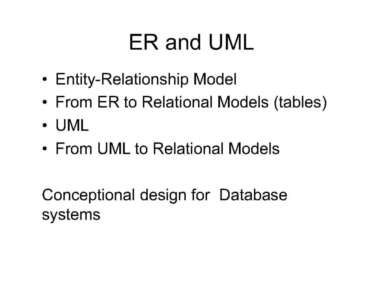 3400 F21 lec8 RA1 - Lecture notes 8 - ER and UML Entity -Relationship ...