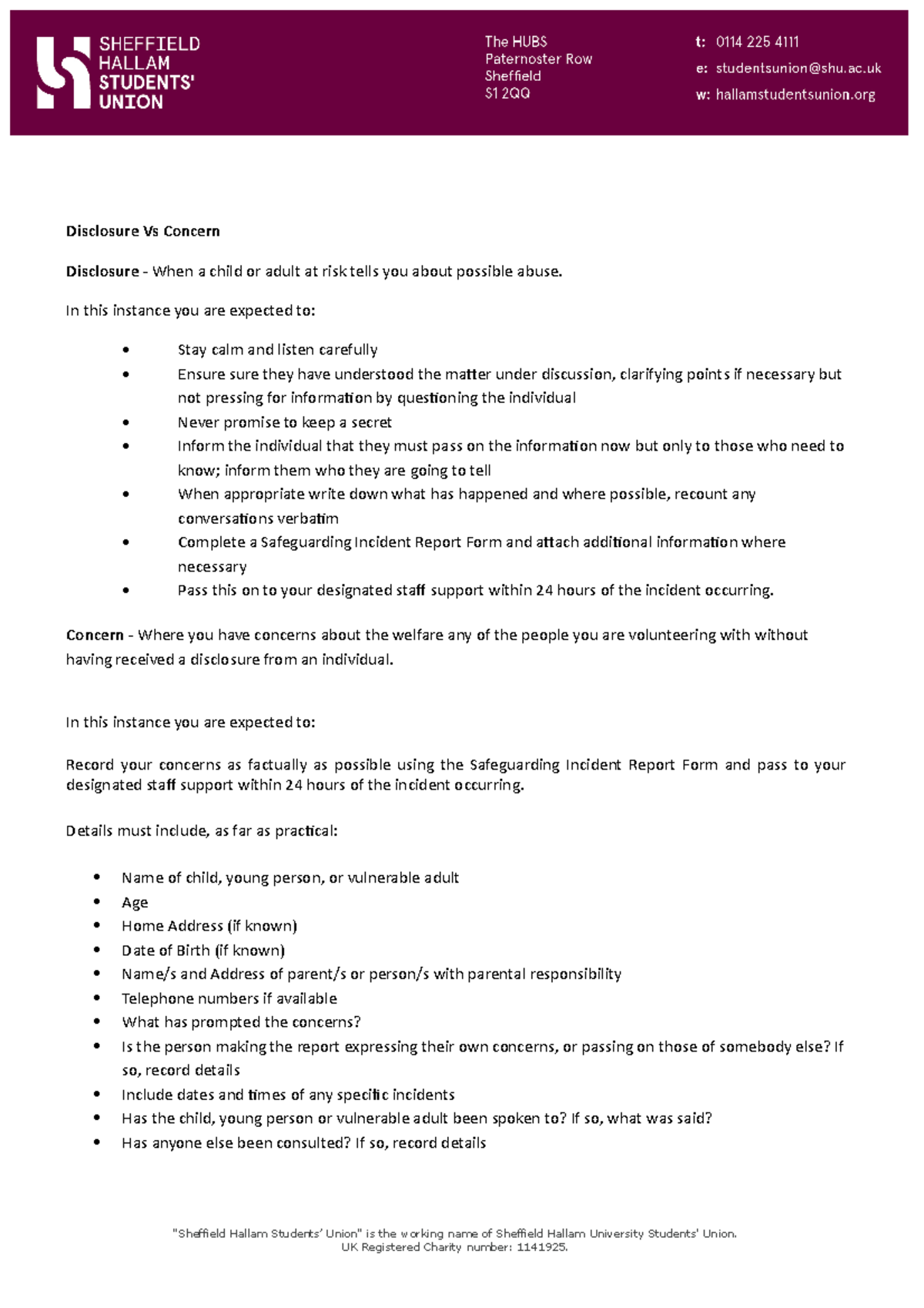 Disclosure and Concern - Disclosure Vs Concern Disclosure - When a ...