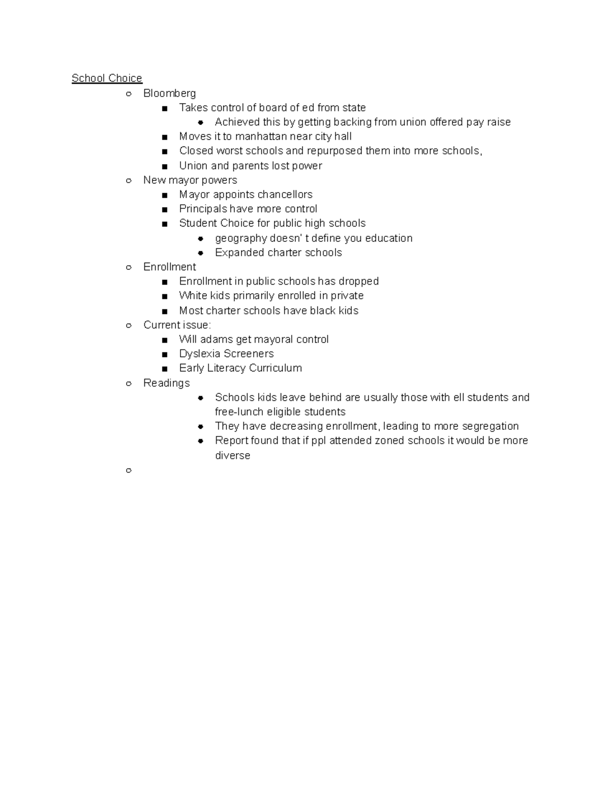 School Choice Notes - School Choice Bloomberg Takes control of board of ...