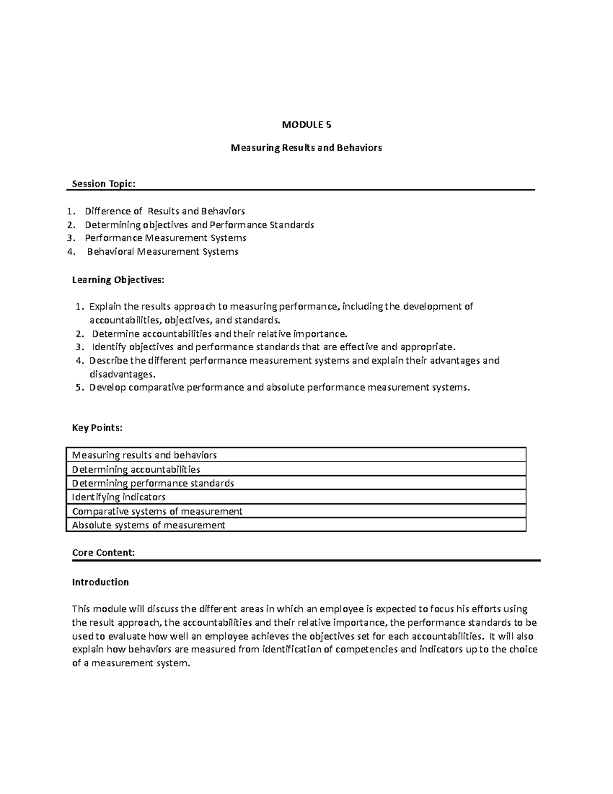 Module 5 Measuring Results Behavior - MODULE 5 Measuring Results and ...