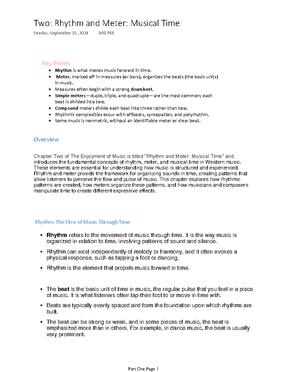 Two Rhythm and Meter Musical Time - Key Points • Rhythm is what moves ...
