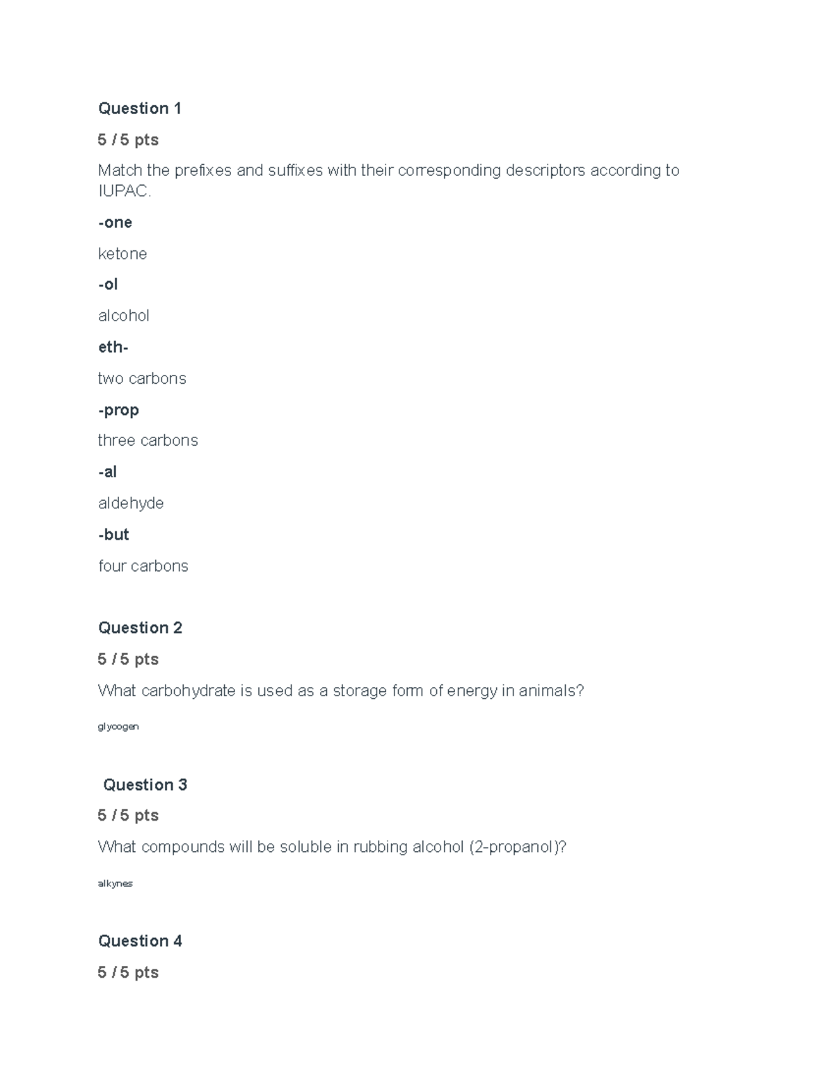 Document - questions and answers - Question 1 5 / 5 pts Match the ...