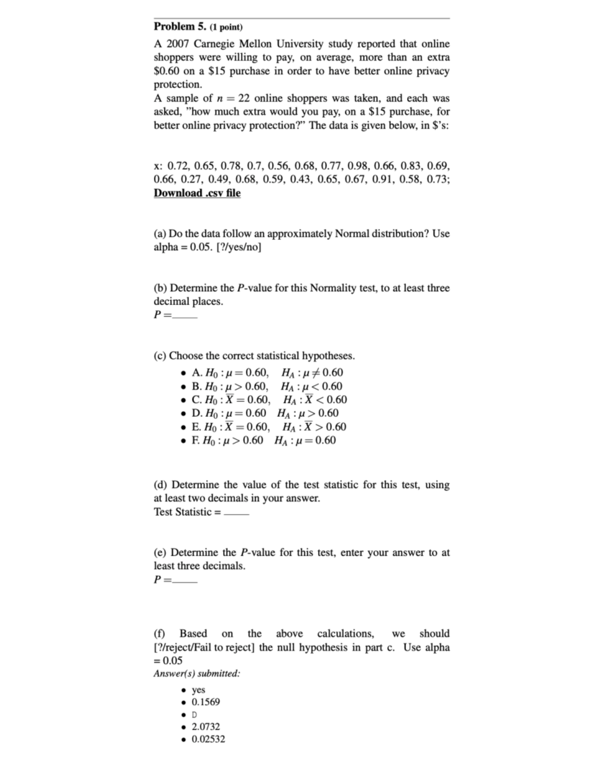 STAT Quiz 5 Quiz - stat 217 - Studocu