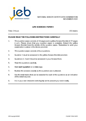 Life Sciences P1 2021 - some exam notes /question paper - IEB Copyright ...