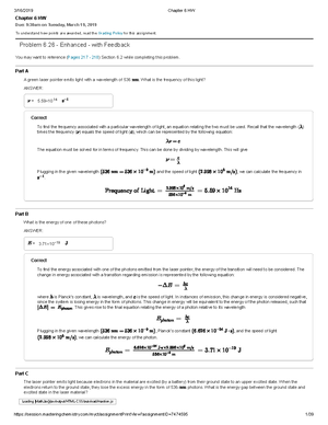 Chapter 11 Homework - Chapter 11 Homework Due: 12:30pm on Thursday, May ...