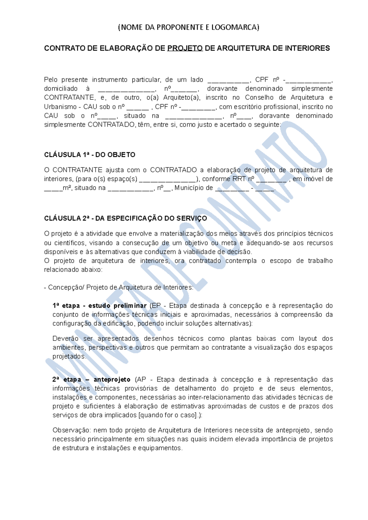 Modelo-de-contrato - Top - CONTRATO DE ELABORAÇÃO DE PROJETO DE ...