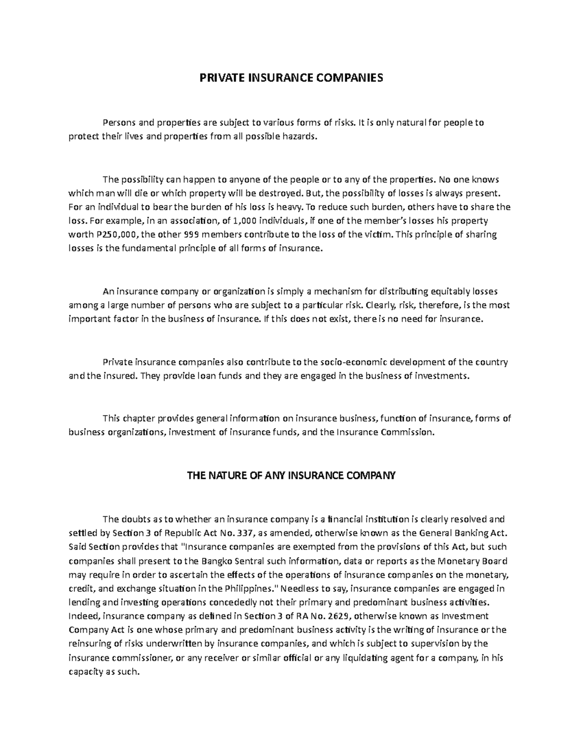 Private Insurance Companies - PRIVATE INSURANCE COMPANIES Persons and ...