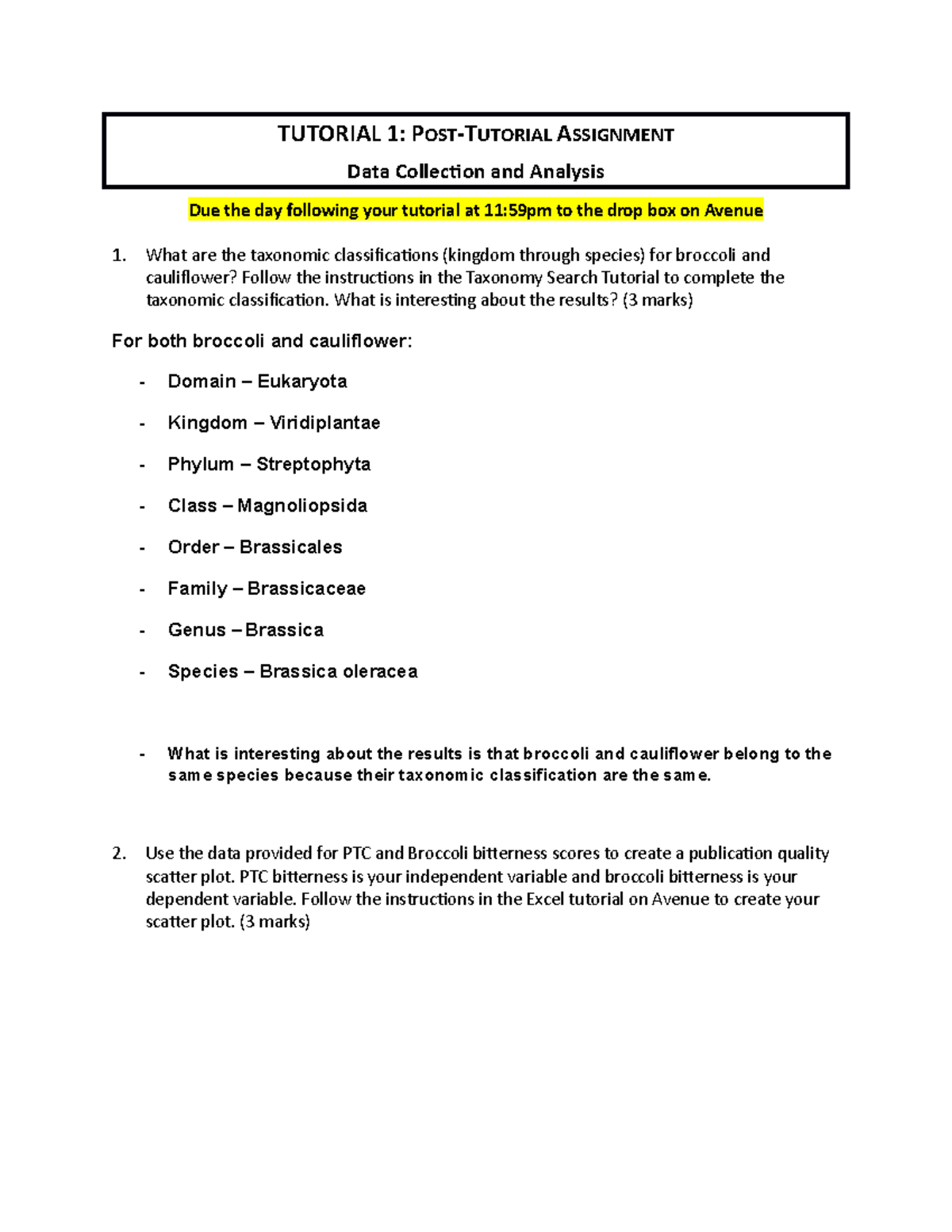 Tutorial 1 Data Collection and Analysis Assignment - TUTORIAL 1: POST-TUTORIAL ASSIGNMENT Data ...