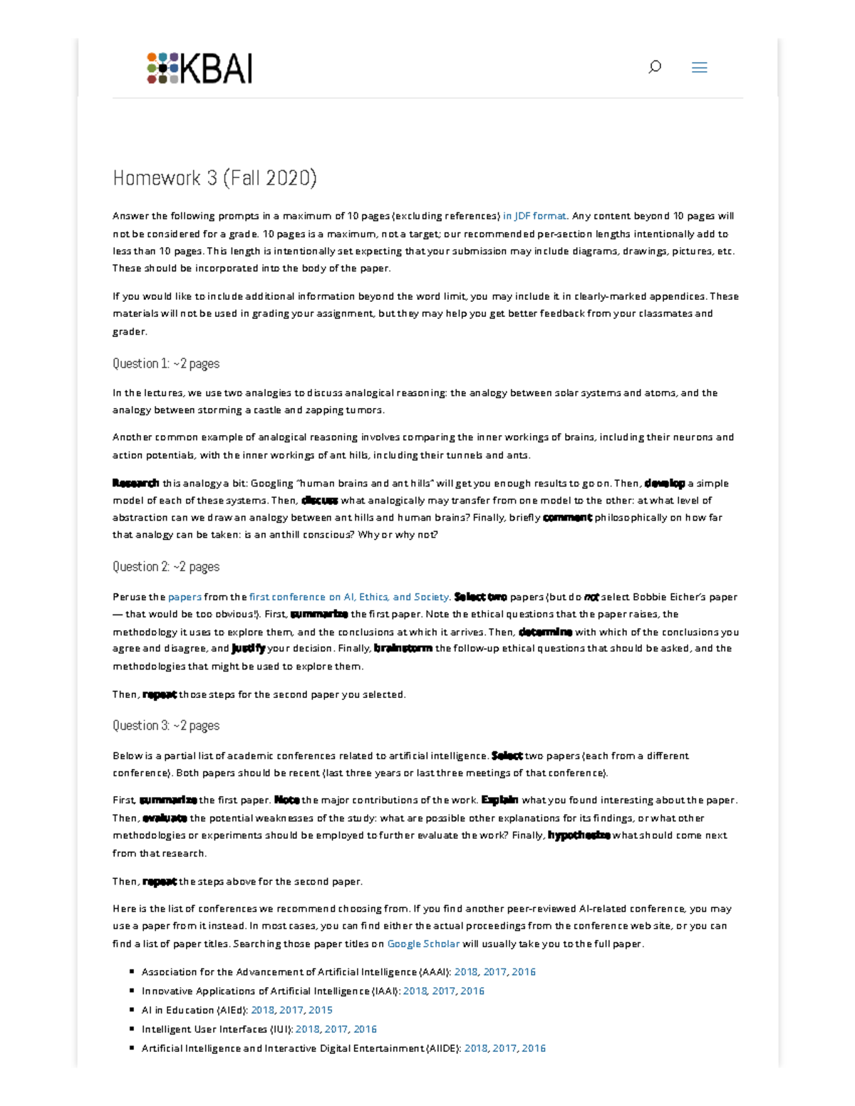 Homework 3 - Homework 3 (Fall 2020) Answer the following prompts in a maximum of 10 pages ...