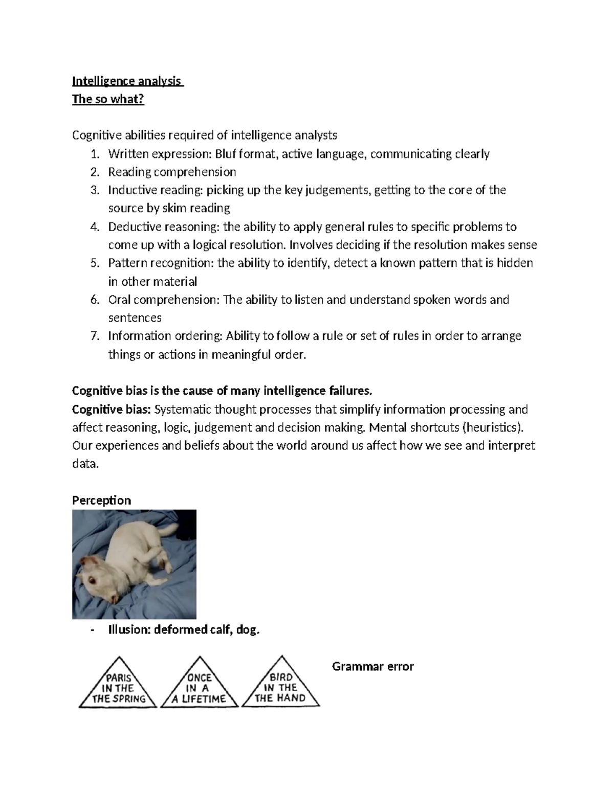 Lecture 6 - Intelligence analysis - Intelligence analysis The so what ...