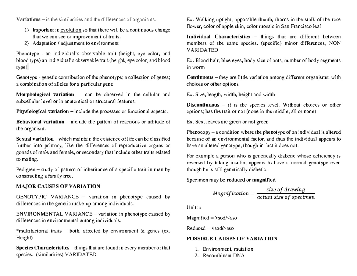 Variation - Lecture notes 1 - Variations – is the similarities and the ...