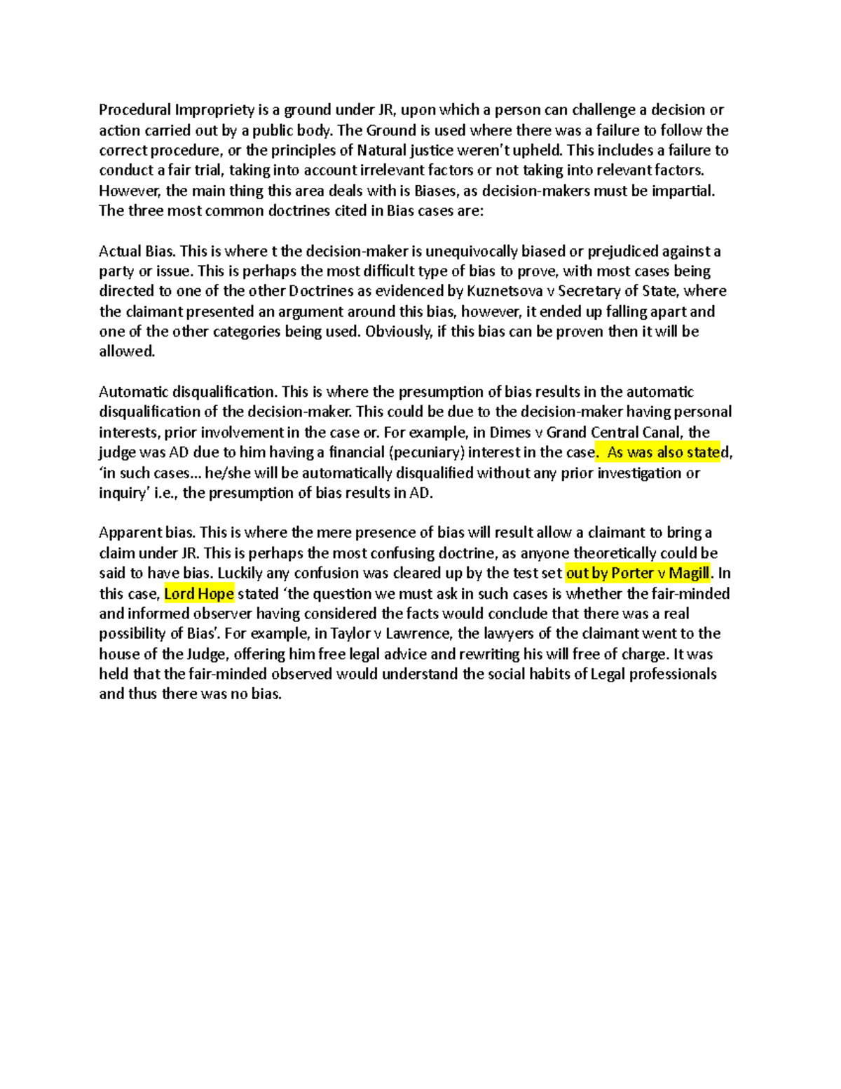 Procedural impropriety - The Ground is used where there was a failure ...