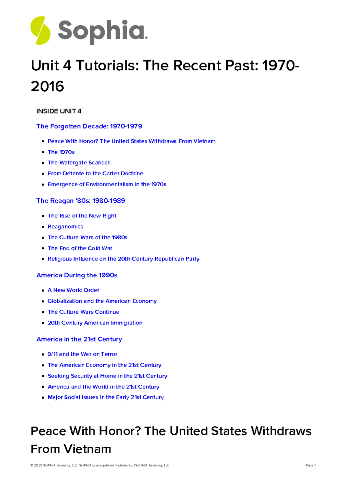 Unit 4 tutorials the recent past 1970 2016 - Unit 4 Tutorials: The Recent Past: 1970- 2016 ...